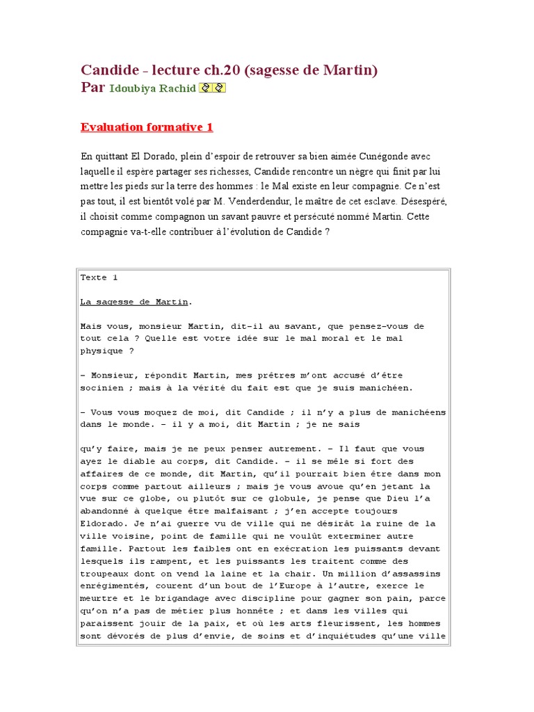 Candide CH 20 | PDF | Candide | Phrase