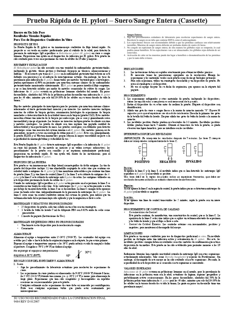 Prueba Rápida de H. pylori en Sangre | PDF | Anticuerpo | Elisa