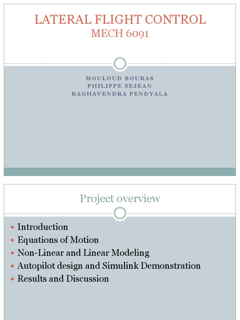 Mech6091 Poject8lateral Flight Control Presentation Pdf Pdf