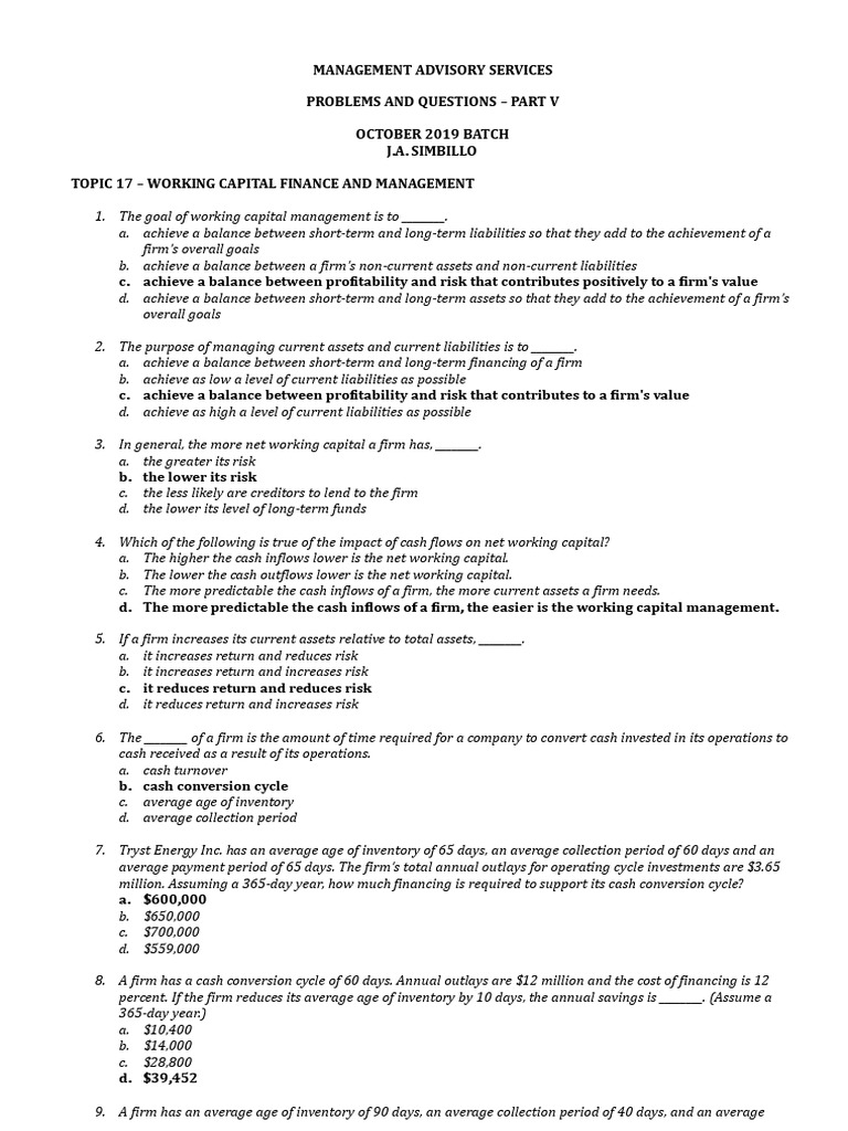 Working Capital Finance & Management | PDF | Working Capital | Inventory