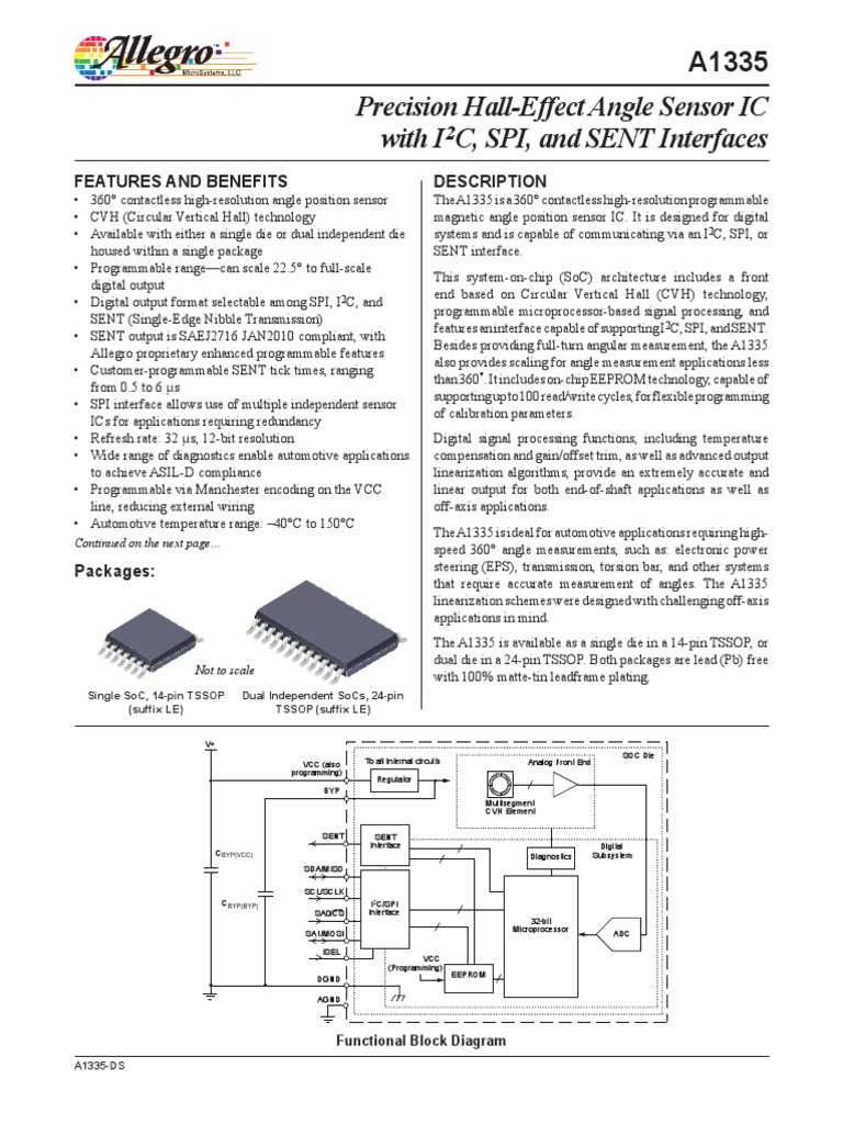 Allegro A1335LLETR T Datasheet PDF | PDF | System On A Chip | Computer ...