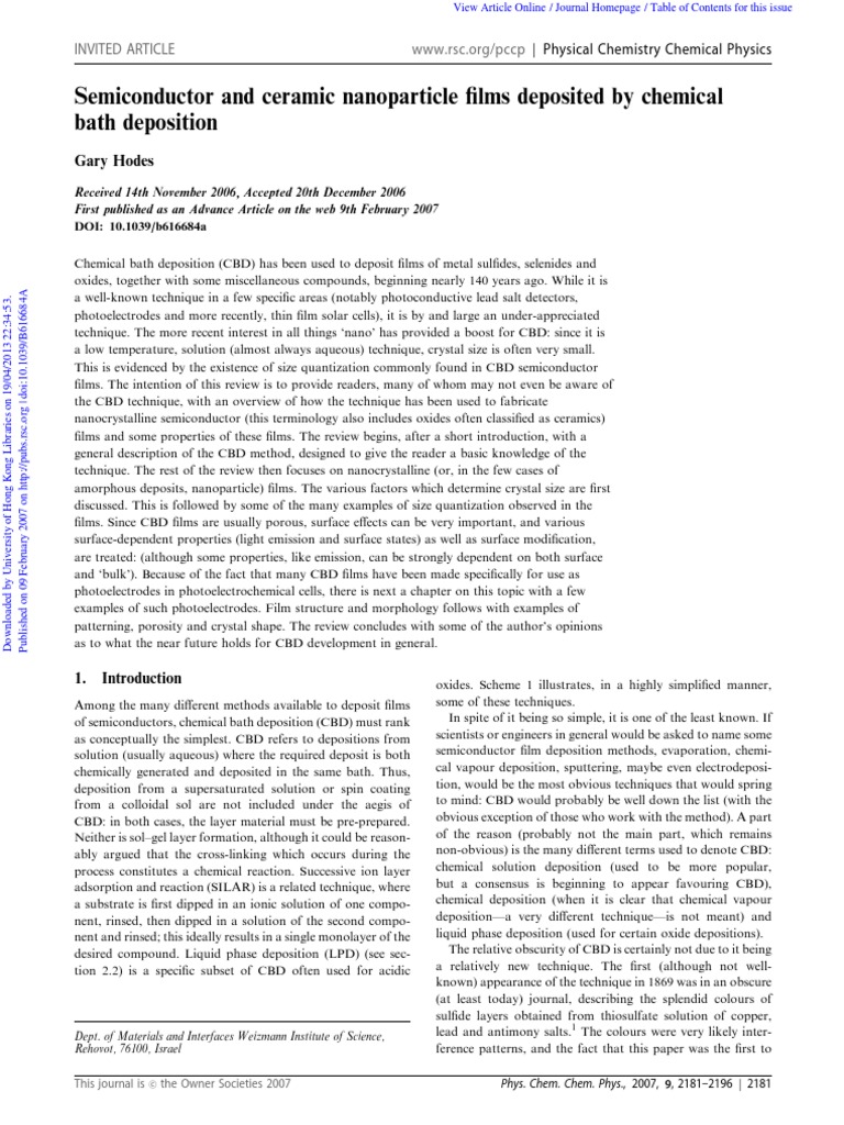 Hodes 2007 | PDF | Hydroxide | Physical Chemistry