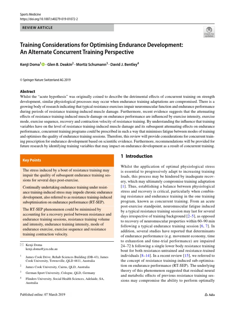 Concorrente-Training Considerations For Optimising Endurance Development An Alternate Concurrent ...