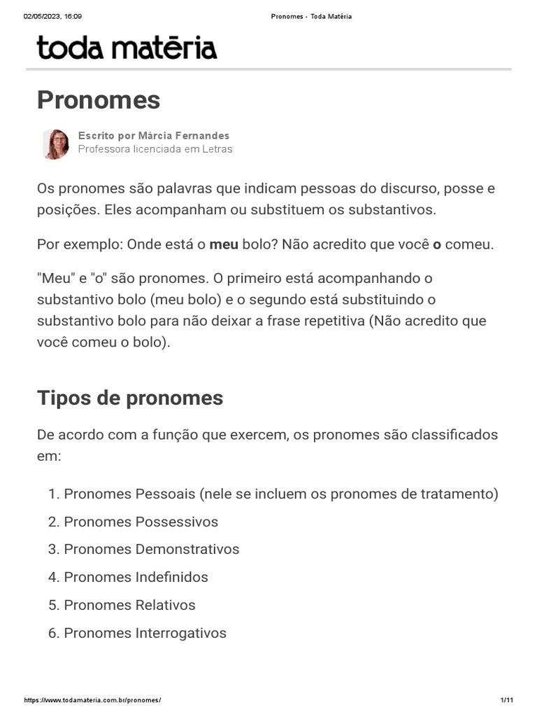Pronomes | PDF | Pronome | Plural