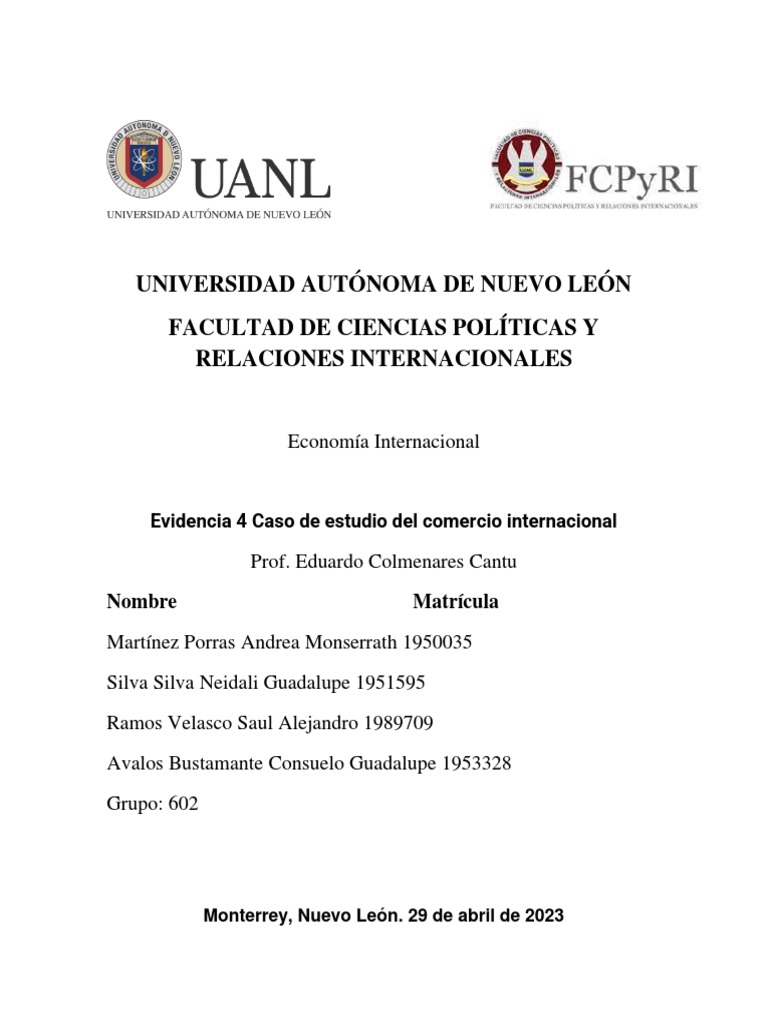 Caso de Estudio Del Comercio Internacional | PDF | Tratado de Libre Comercio Norteamericano ...