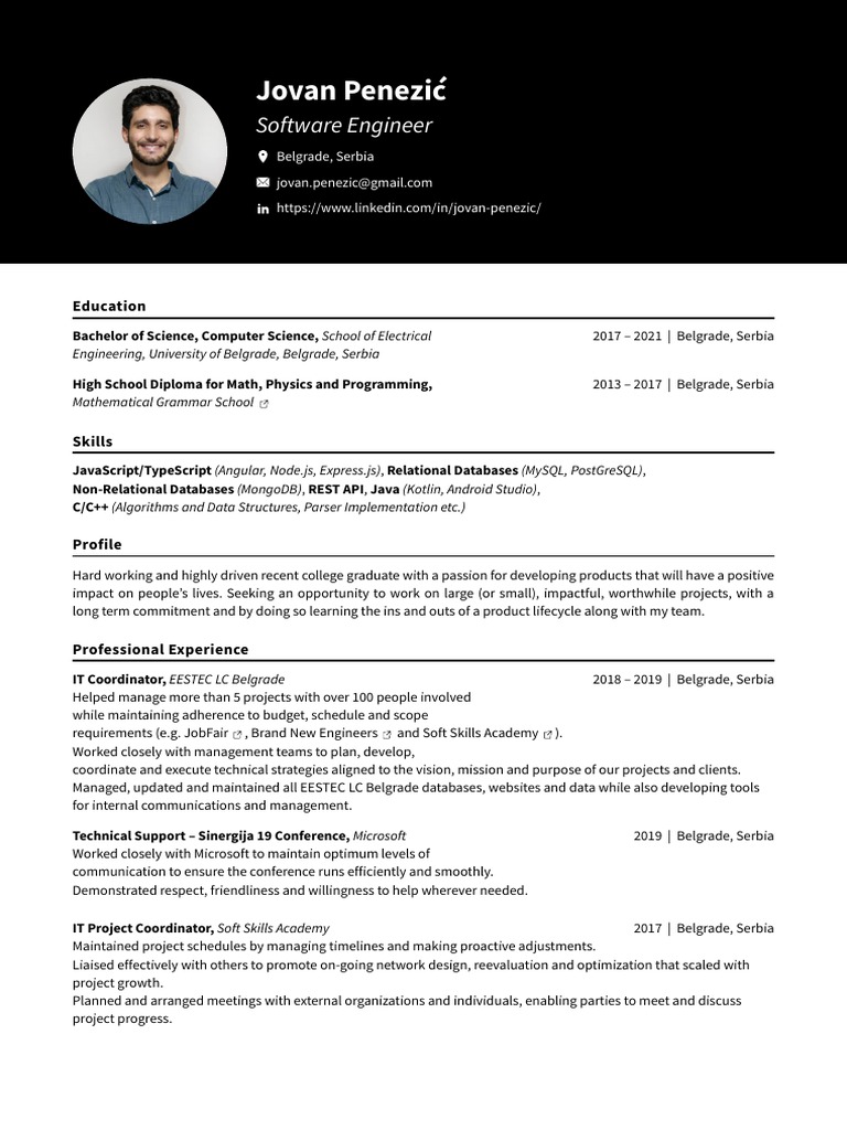 Jovan Penezić Resume | PDF | Databases | Computing