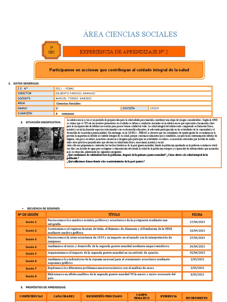 5º Experiencia de Aprendizaje - Exp. 02 - CCSS | PDF | Adultos | Fascismo