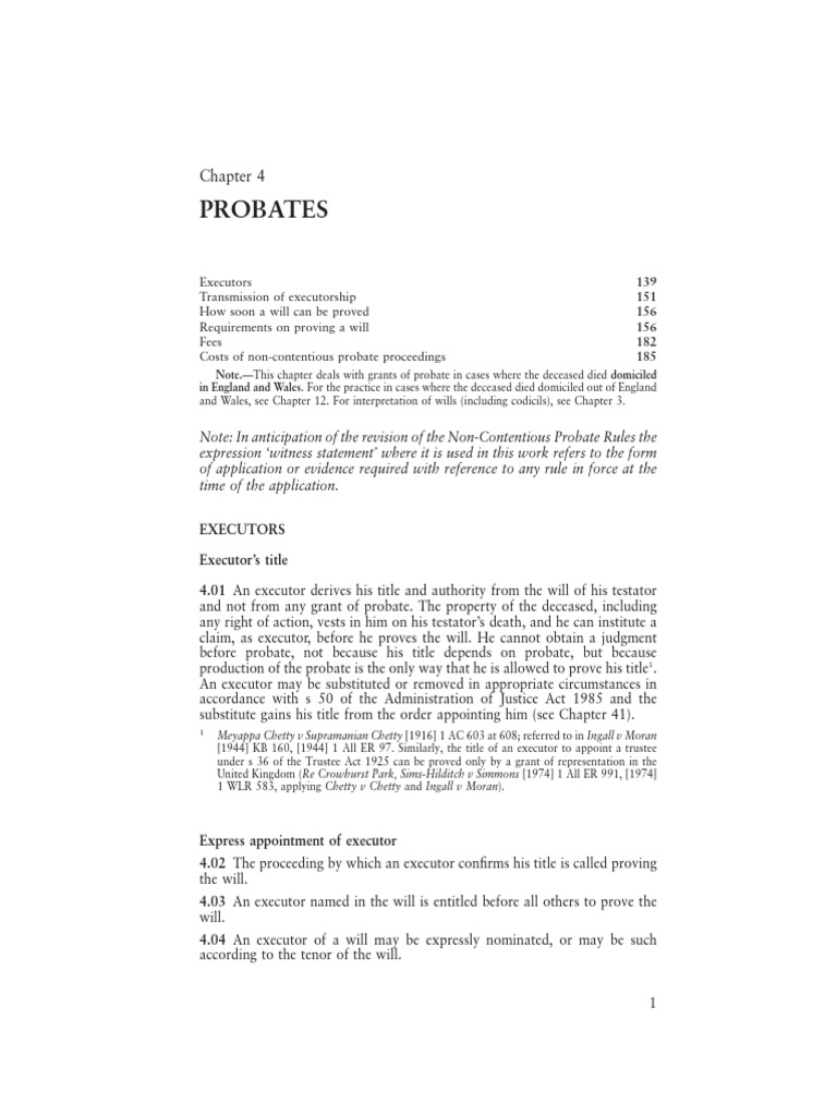 Chap 4 (Probate) | PDF | Probate | Will And Testament