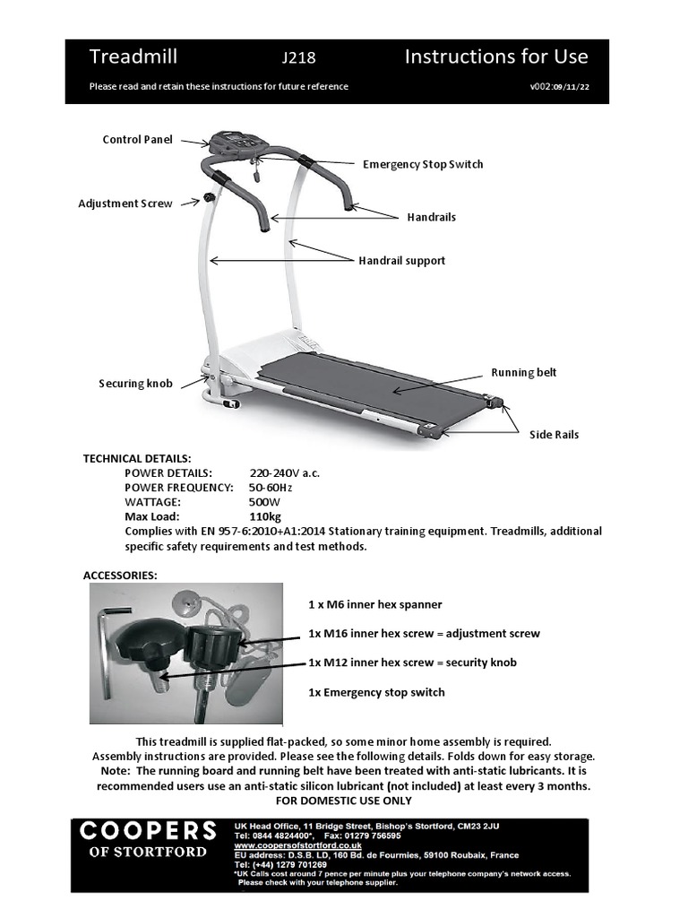 Treadmill Instructions For Use: Please Read and Retain These ...