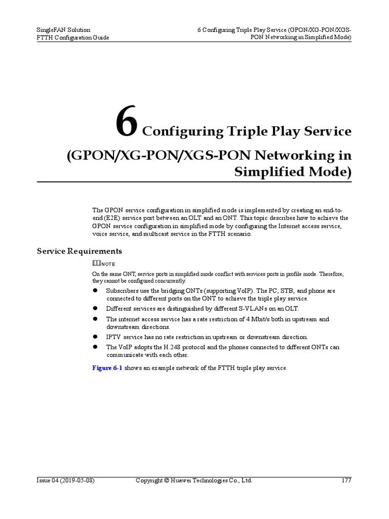 Configuring Triple Play Service (GPON/XG-PON/XGS-PON Networking in Simplified Mode) | PDF ...