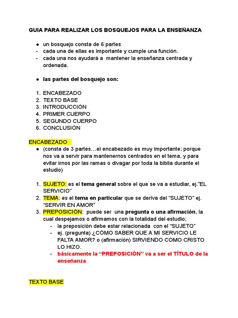 Guía para realizar bosquejos de enseñanza en 6 pasos | PDF