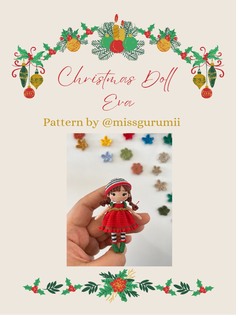 Christmas Doll Eva: Pattern by @missgurumii | PDF | Crochet | Yarn