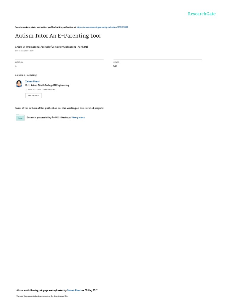 Autism Tutor: E-Parenting Tool for ASD | PDF | Self-Improvement