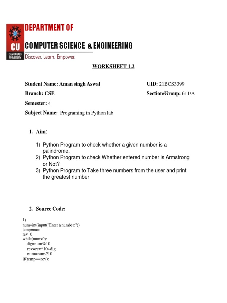Python Lab Exercises for CSE Students | PDF | Teaching Methods & Materials