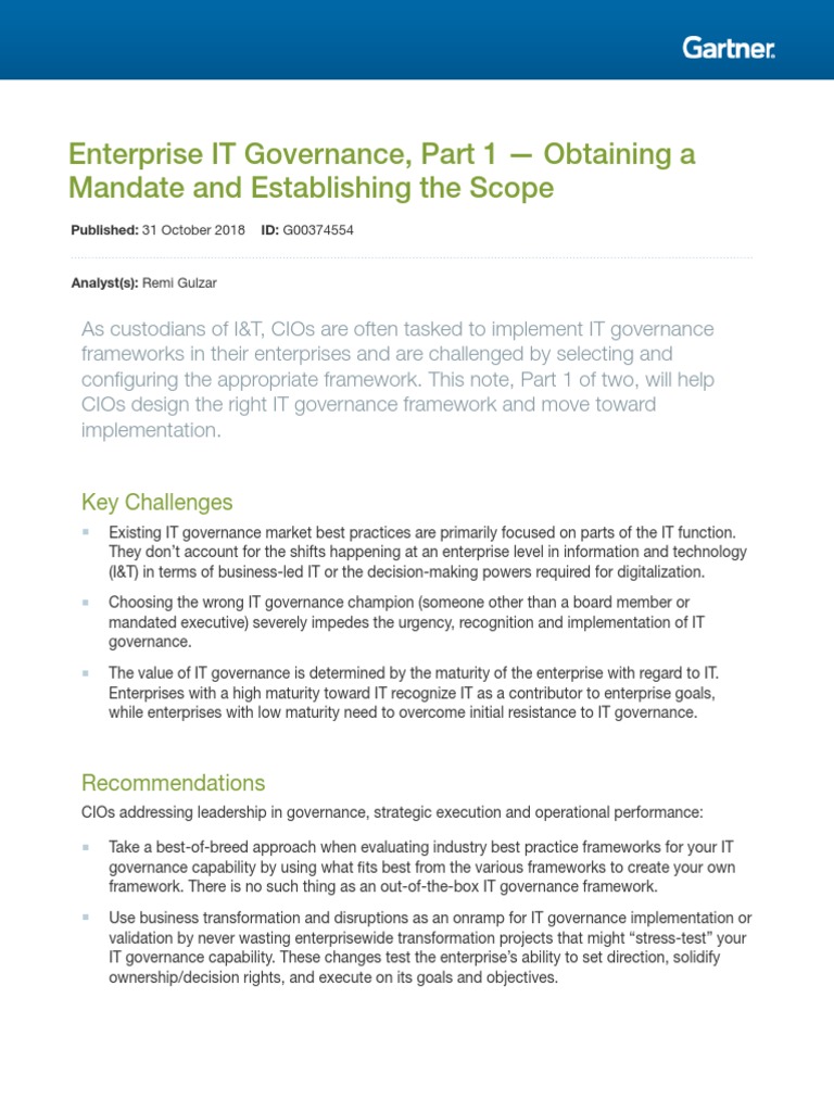 Enterprise It Governance Par 374554 PDF | PDF | Governance | Chief ...