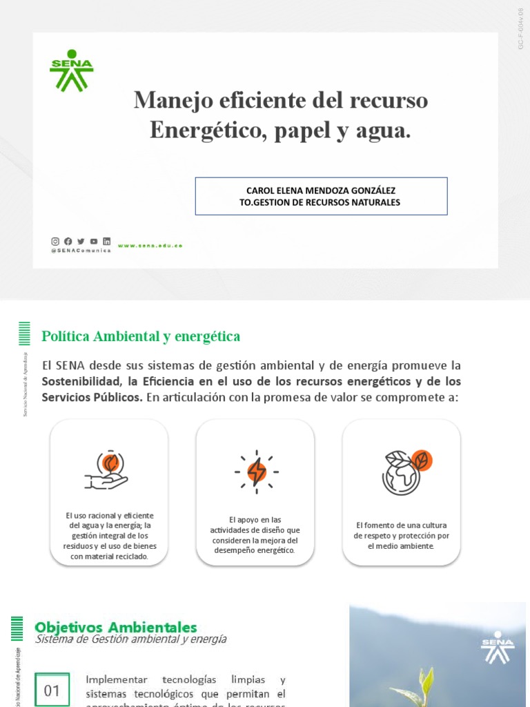 Sensibilizacion en Uso Eficiente Del Recurso Agua-Papel-Energia | PDF | Uso eficiente de energía ...