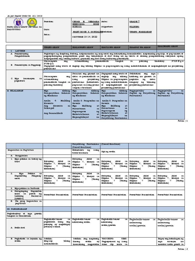 Filipino-7-DLL Q1-W7 | PDF