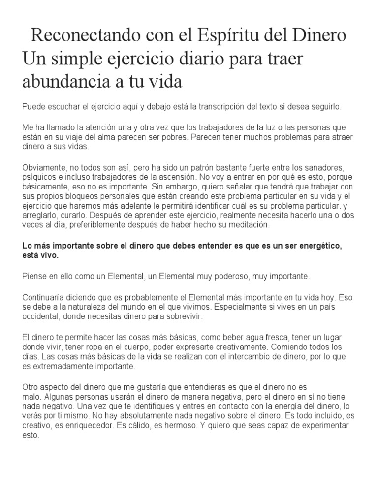 Reconexión con el Espíritu del Dinero | PDF | Alma | Dinero