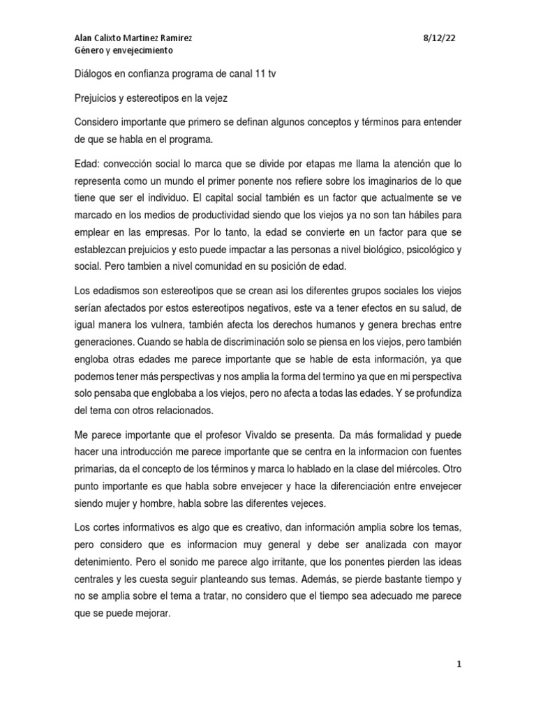 Prejuicios de Edad y Género en la Vejez | PDF | Estereotipos | Prejuicios
