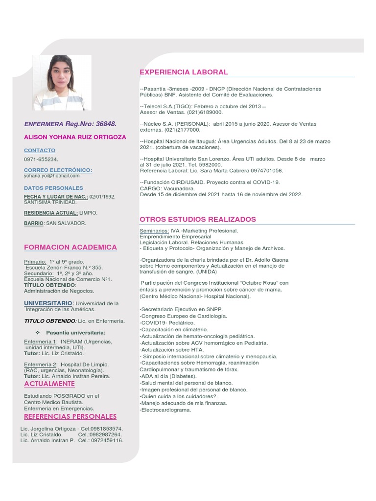 CV-Alison Ruiz 2023 | PDF | Especialidades Medicas | Medicina CLINICA