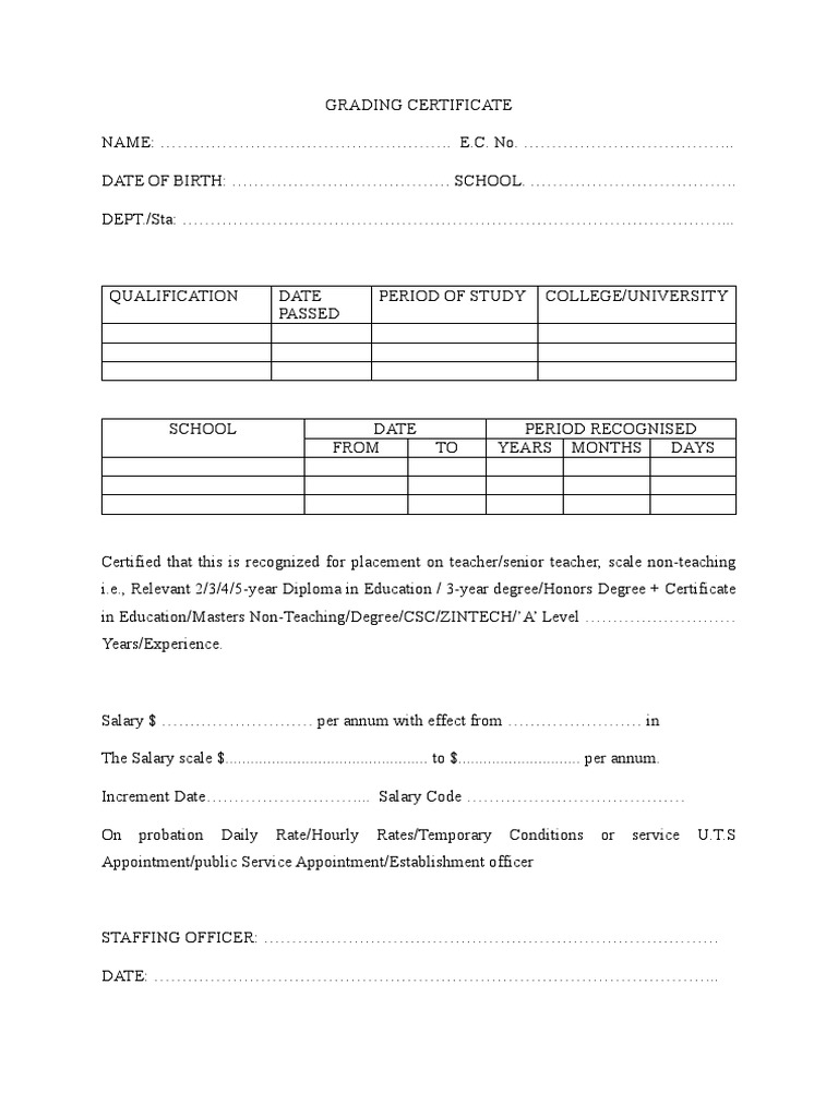 Grading Certificate-1 PDF | PDF