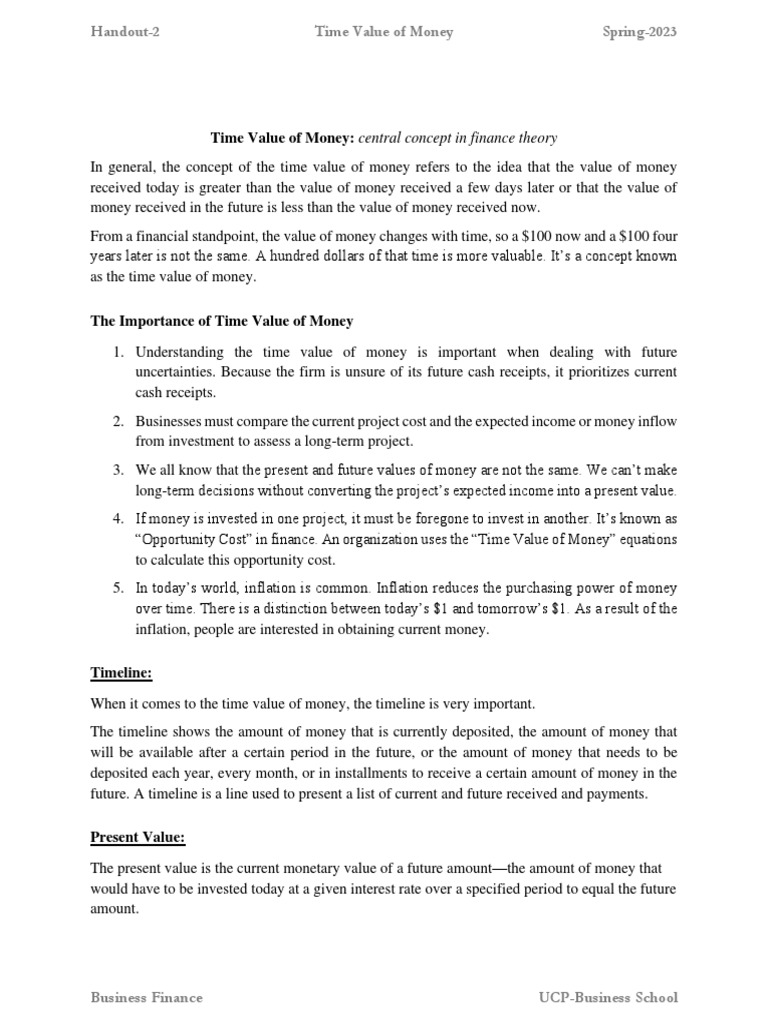 Handout - 2 - Time Value of Money | PDF | Interest | Present Value