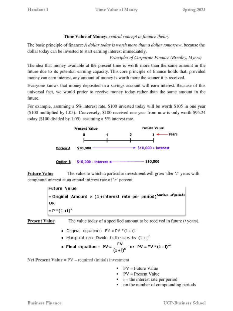 Handout - 1 - Time Value of Money PDF | PDF