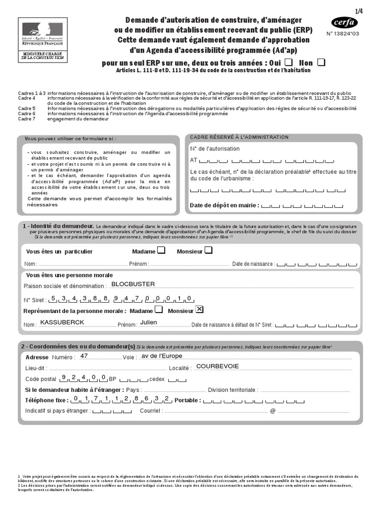 Cerfa 13824-03 | PDF | Accessibilité | Transport