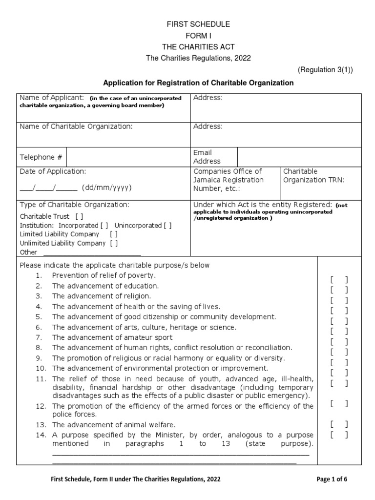 1st Schedule Form I - Application Form.pdf | PDF | Charitable ...