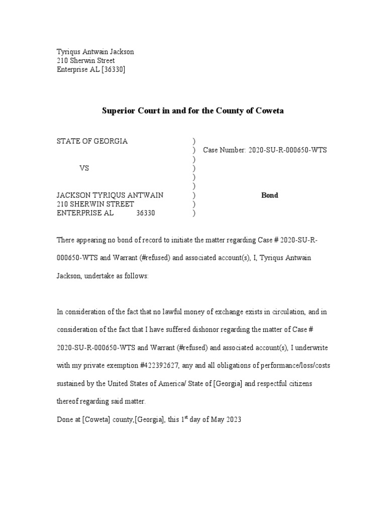 Case #2020-SU-R-000650-WTS Bond Document | PDF | Social Science