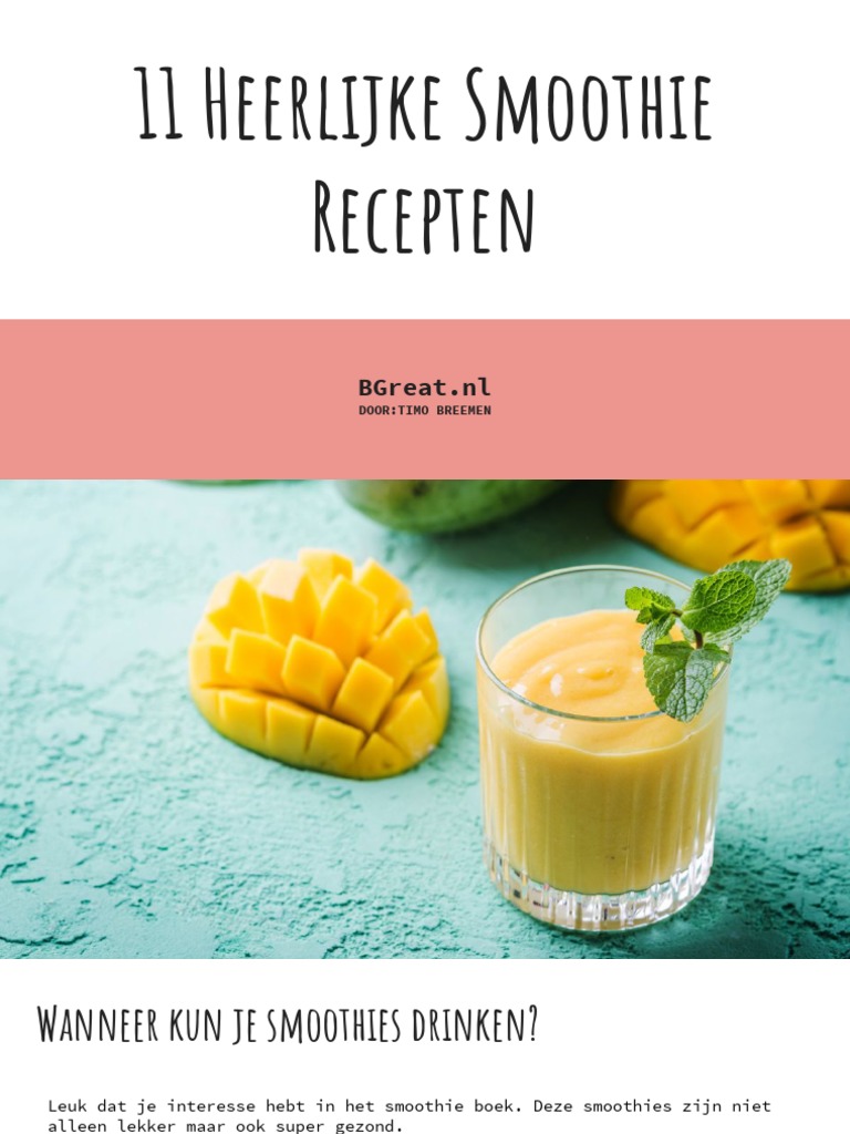 11 Heerlijke Smoothie Recepten 2020 PDF | PDF