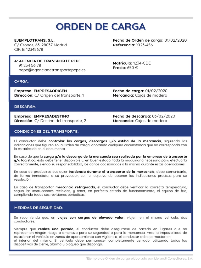Orden de Carganew2 | PDF | Transporte