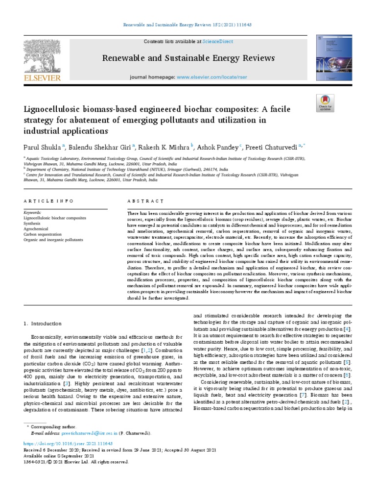 Lignocellulosic Biomass-Based Engineered Biochar Composites | PDF ...