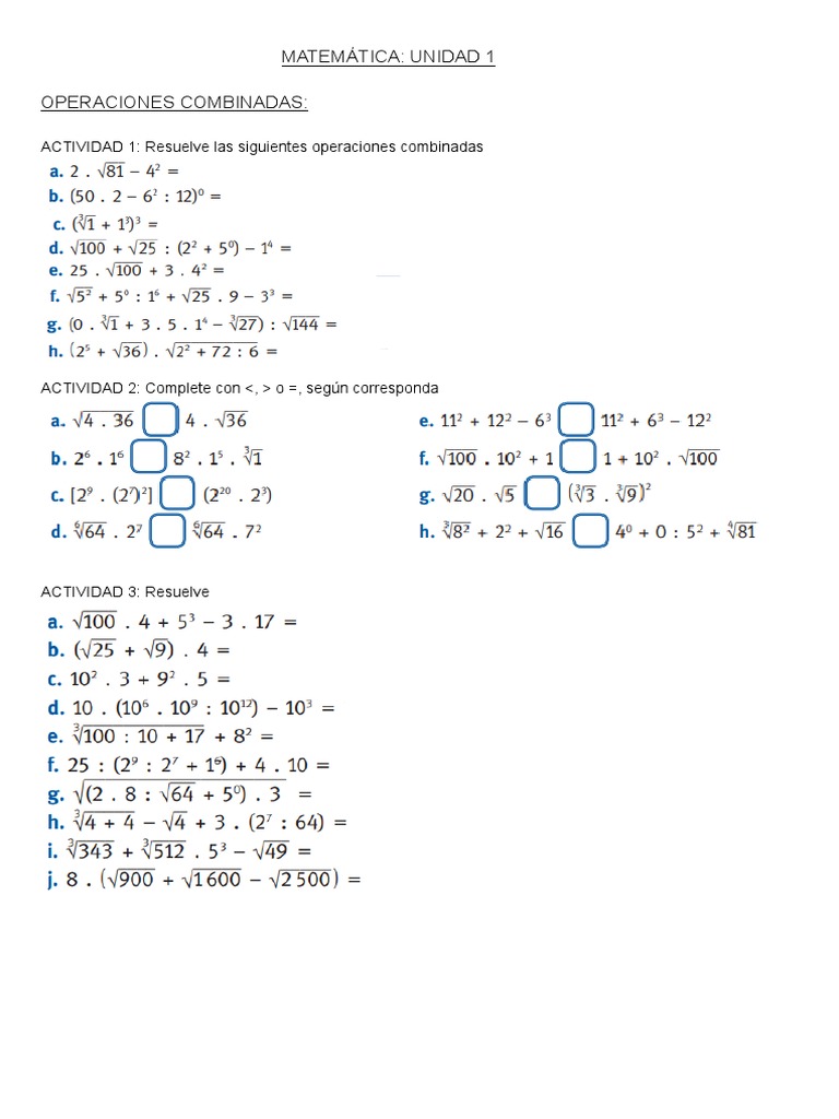 Unidad 1 1° | PDF | Matemáticas