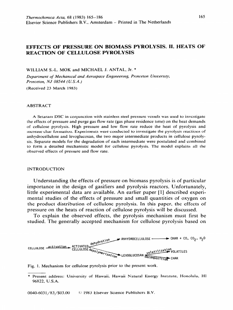 Effect of Pressure On Biomass Pyrolysis | PDF | Pyrolysis | Differential Scanning Calorimetry