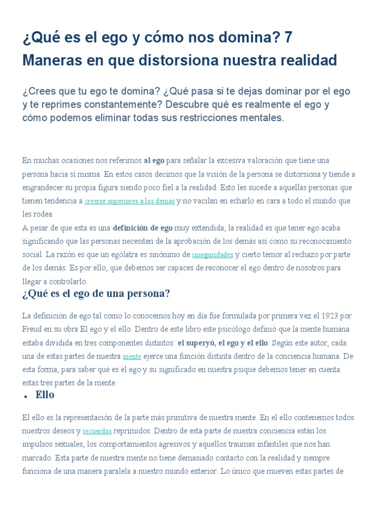 Entendiendo y Controlando el Ego | PDF | Carné de identidad | Mente