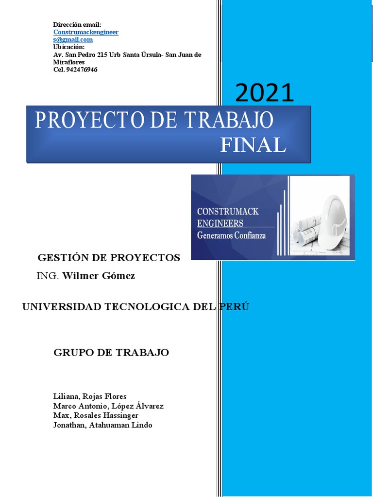 Proyecto Techo Estructural trabajo final gestion de proyectos.doc | PDF | Presupuesto | Business