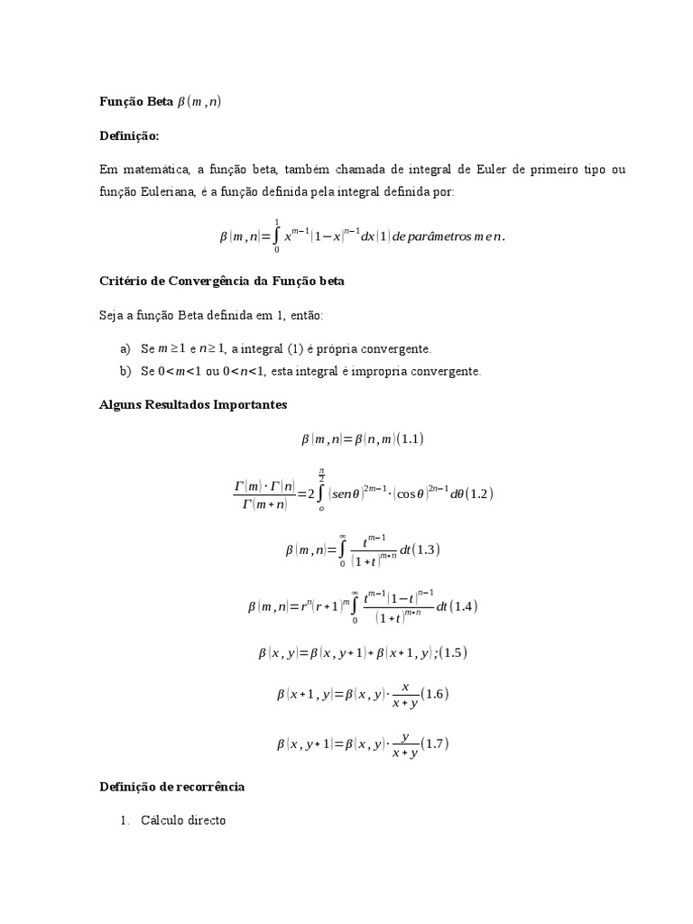 Função Beta β | PDF | Função densidade | Distribuição de probabilidade