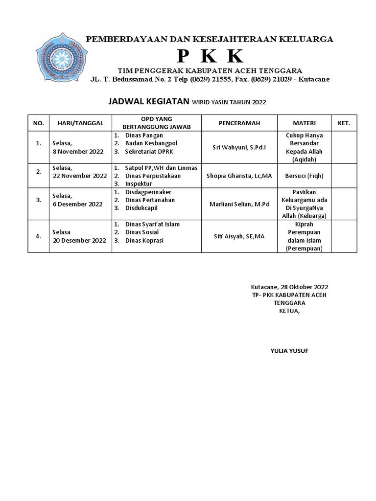 Kegiatan Wirid Yasin 2022 | PDF