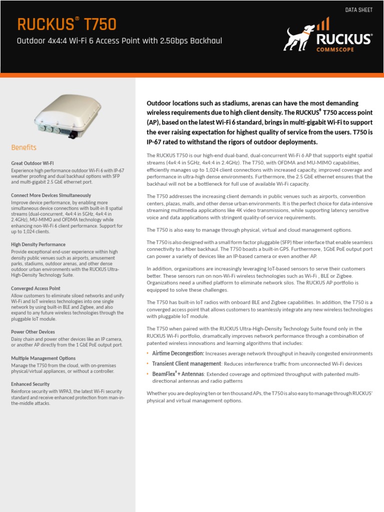 Data Sheet - RUCKUS T750 | PDF | Wi Fi | Wireless Access Point