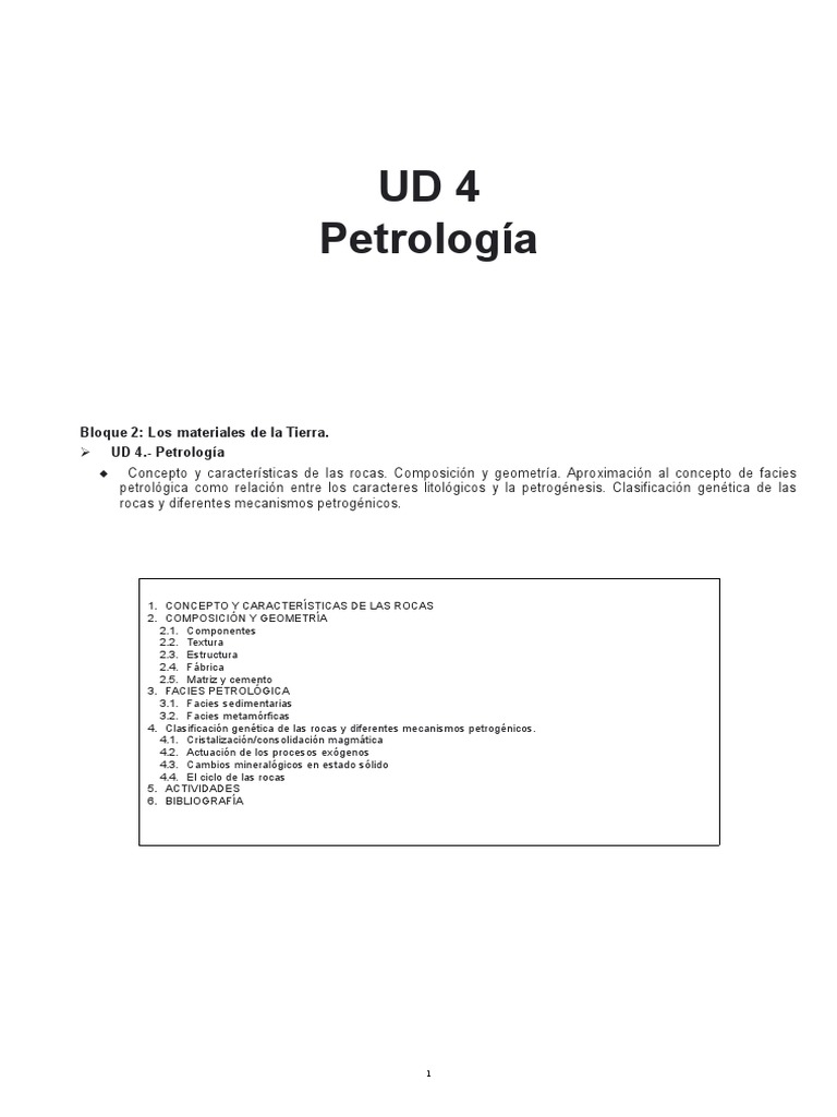 UD4. - Petrología | PDF | Roca (geología) | Roca clástica
