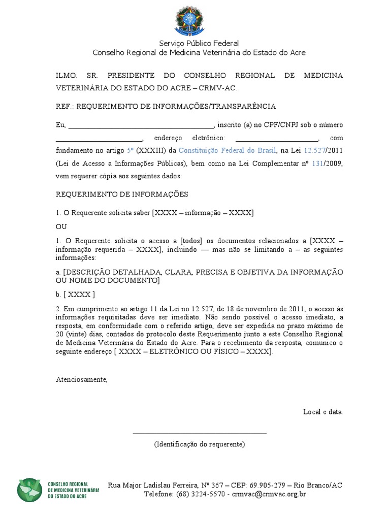 Requerimento de Informações ao CRMV-AC | PDF | Direito