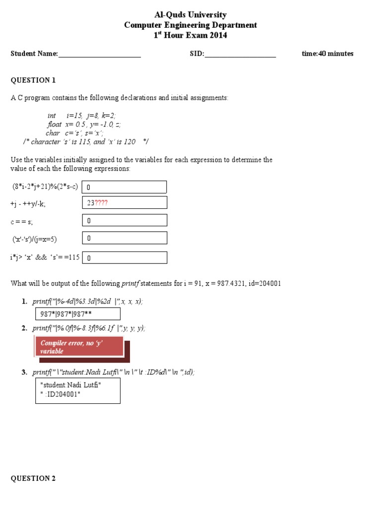 1st Hour - Answers | PDF | Programming Paradigms | Systems Engineering