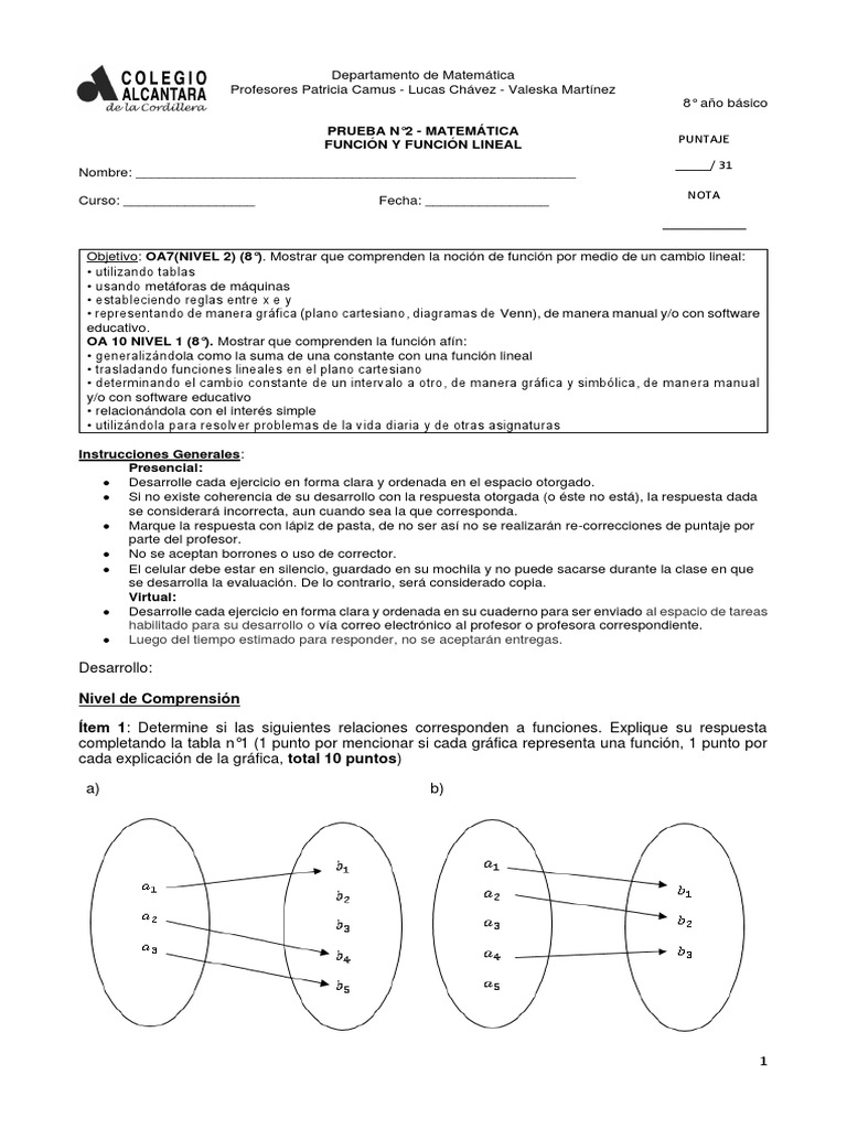Prueba N°2 8vos | PDF | Función (Matemáticas) | Informática