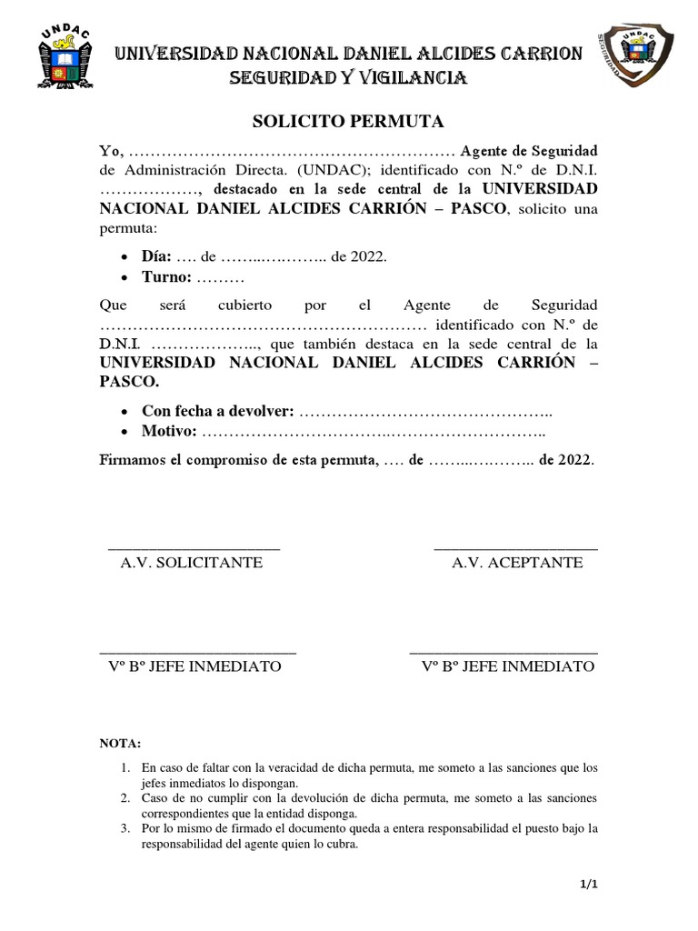Solicitud de Permuta | PDF