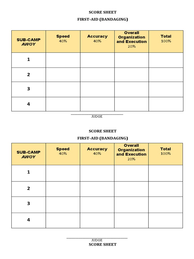 Score Sheet GSP | PDF | First Aid | Emergency Medical Services