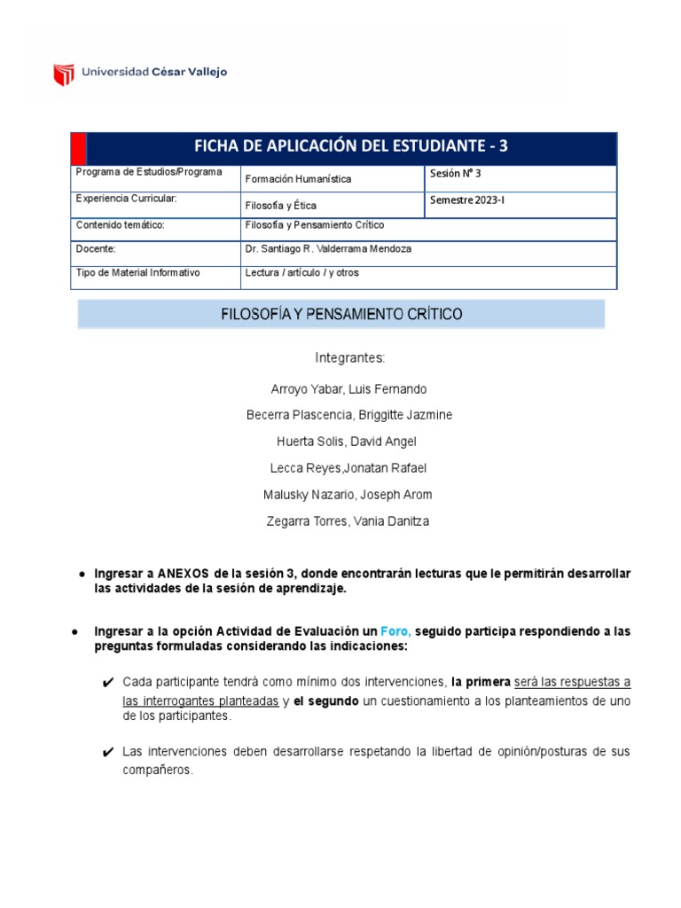 FICHA DE APLICACIÓN S3 svm | PDF | Pensamiento crítico | Pensamiento