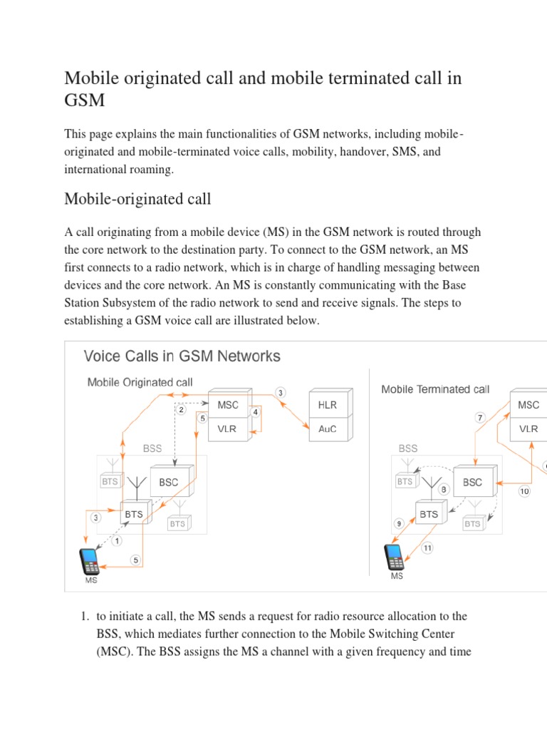 Mobile Originated Call and Mobile Terminated Call in GSM | PDF | Ip ...