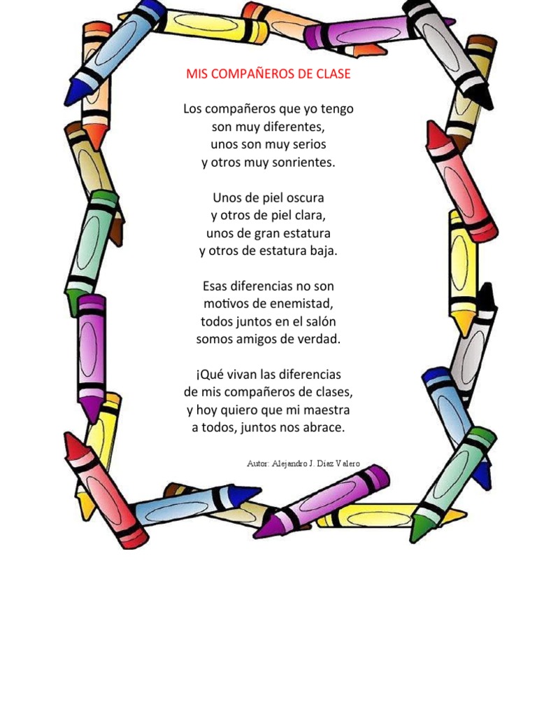Mis Compañeros de Clase - Poema | PDF | Relaciones personales, crianza ...