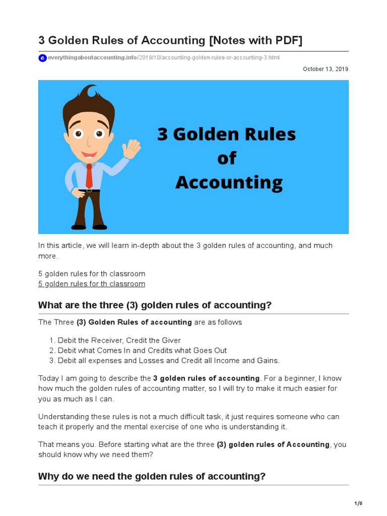 3 Golden Rules Of Accounting Pdf Debits And Credits Expense